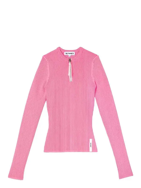 Sunnei Round-neck Long Sleeve Sweater - Pink