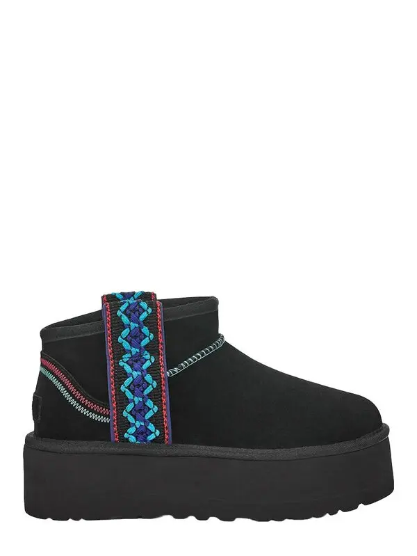 UGG Classic Ultra Mini Braid Platform Boot - Black