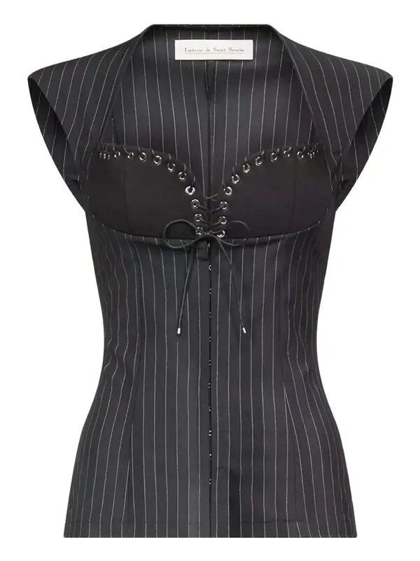 LUDOVIC DE SAINT SERNIN Robin Pinstripe Top - Grey