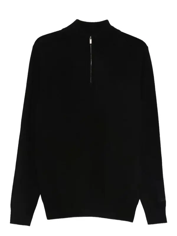 MC2 SAINT BARTH Zip Mock-neck Sweater - Black