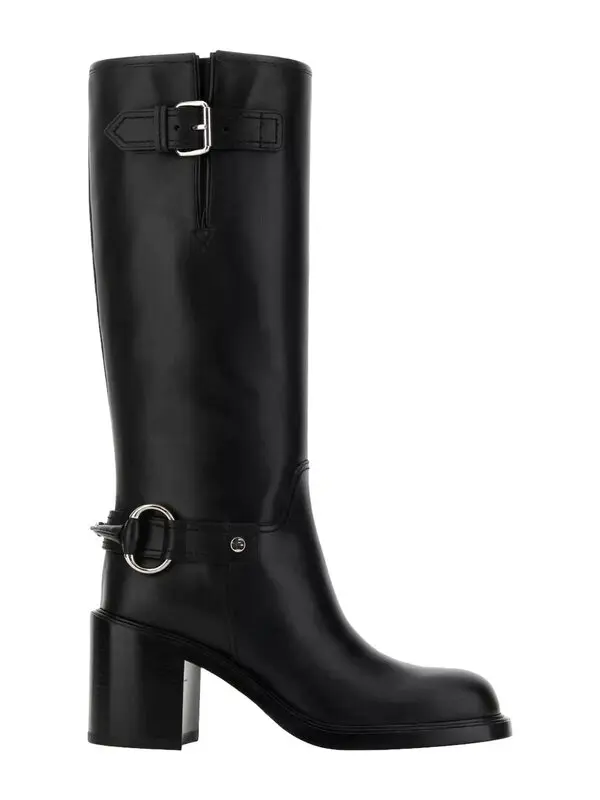 Gucci 70mm Buckle Leather Boots - Black