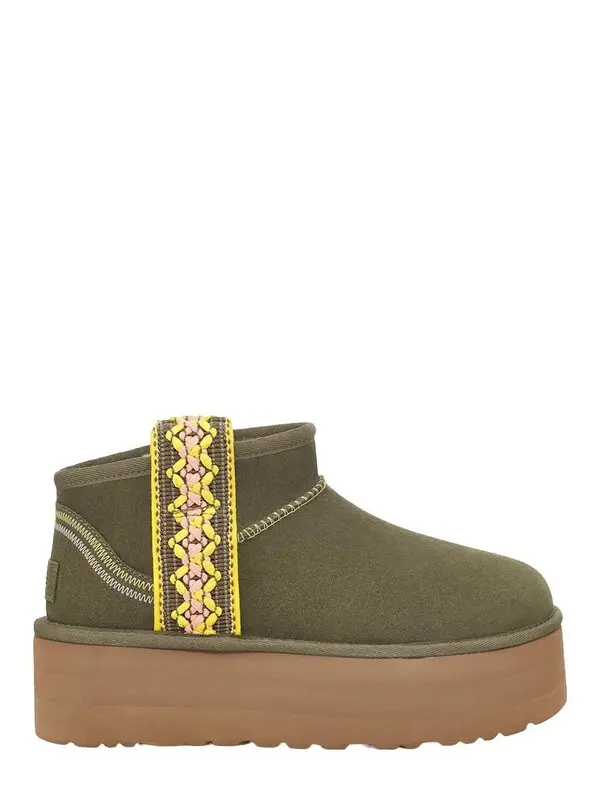 UGG Classic Ultra Mini Braid Platform Boots - Burnt Olive
