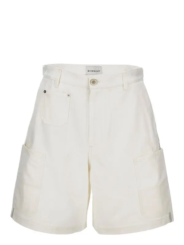 Givenchy Denim Shorts With Patch Pockets - White