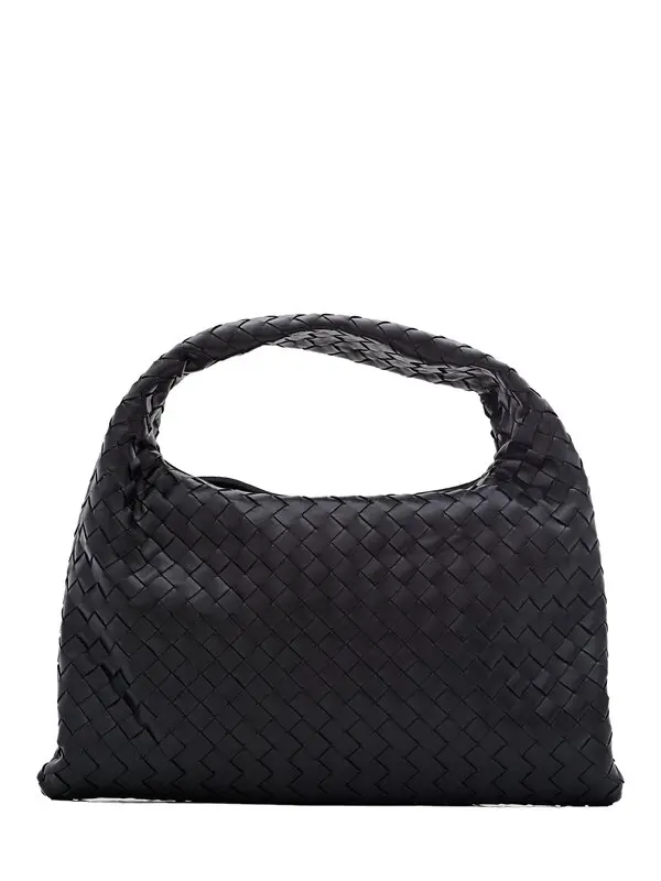 Bottega Veneta Hobo Bag With Intrecciato Pattern - Black
