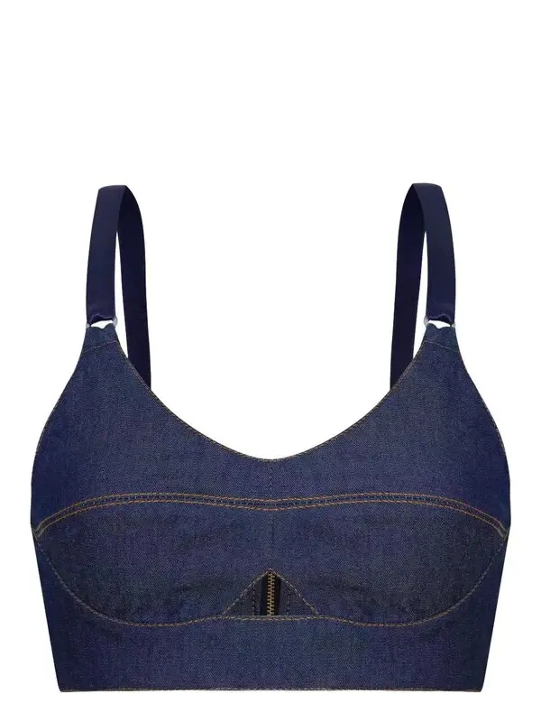 AMAPO Zipped Denim Top - Blue