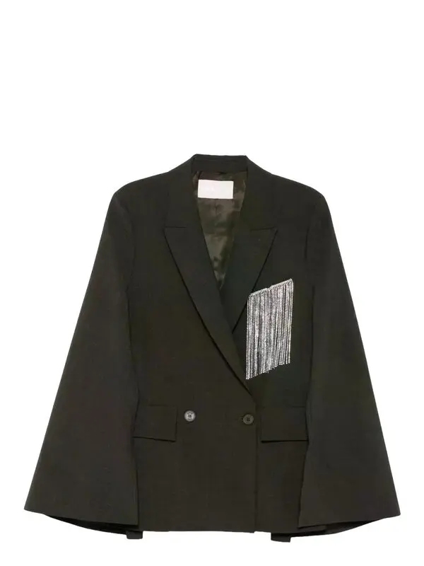 CIRCUS HOTEL Fringe Double-breasted Coat - Green