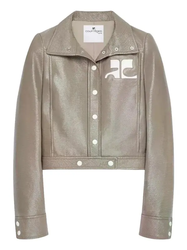 COURREGES Vinyl Cropped Jacket - Brown