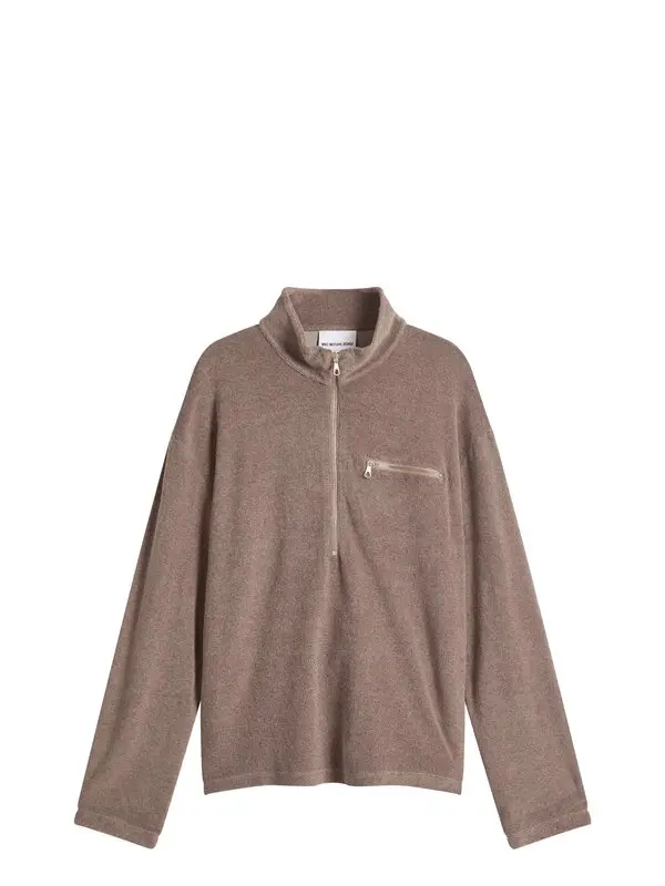 MKI MIYUKI ZOKU Towelling Quarter Zip - Brown