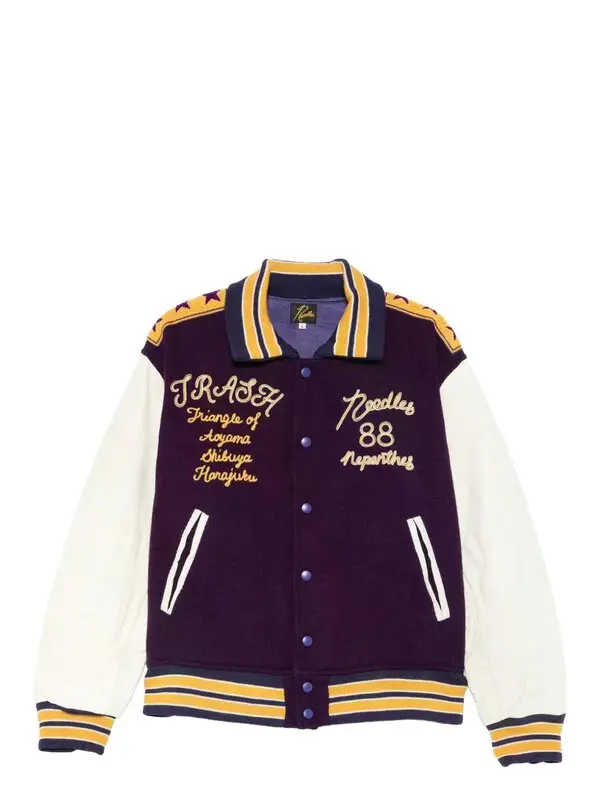 Needles Embroidered Letter Jacket - Purple