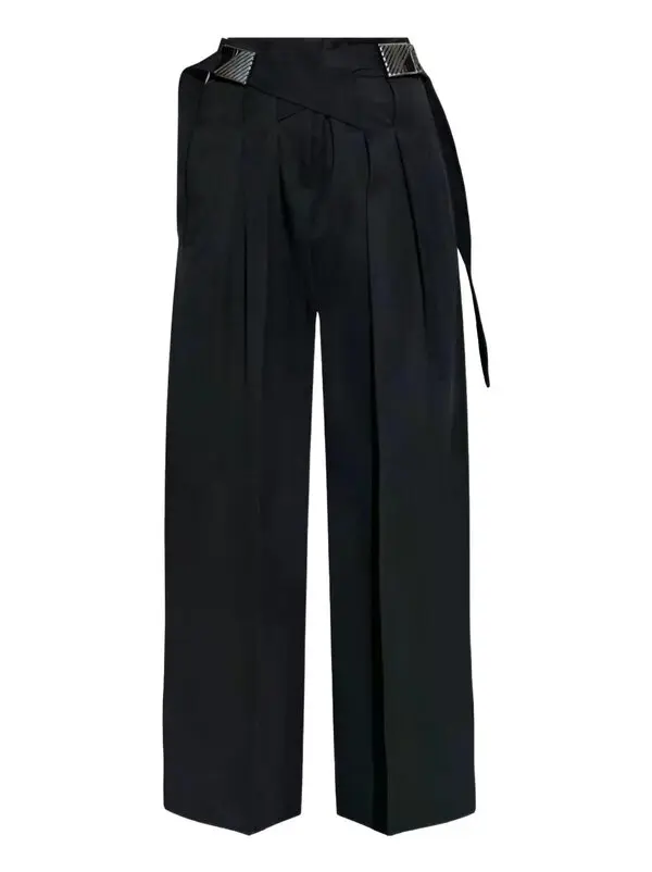 Attico Buckle Pleated Trousers - Black