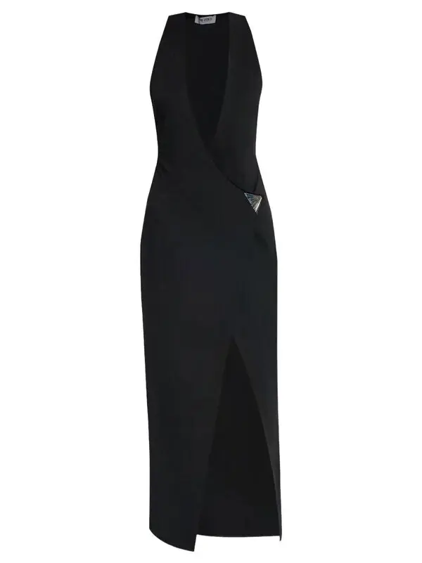 Attico Plunge-neck Midi Dress - Black