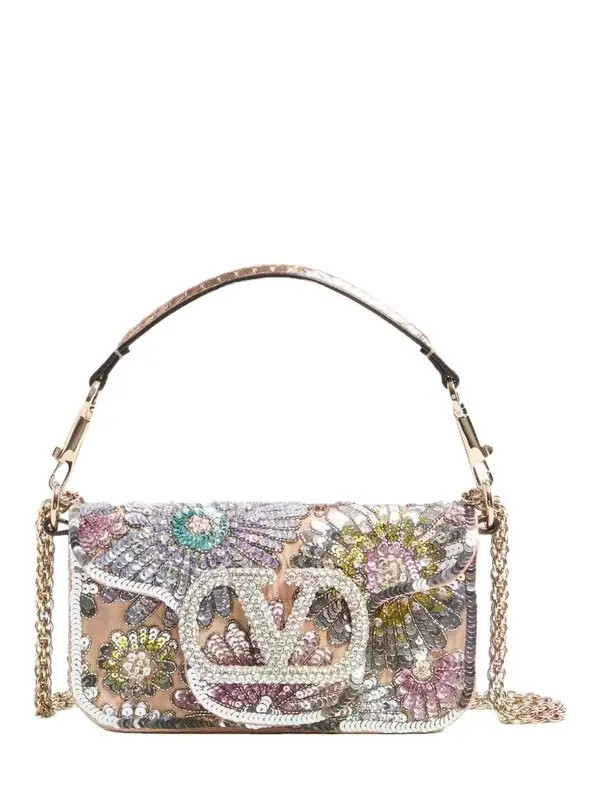 Valentino Garavani Locò Floral-embroidered Tote Bag - Neutrals