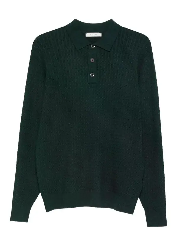 DIKTAT Cable-knit Polo Shirt - Green