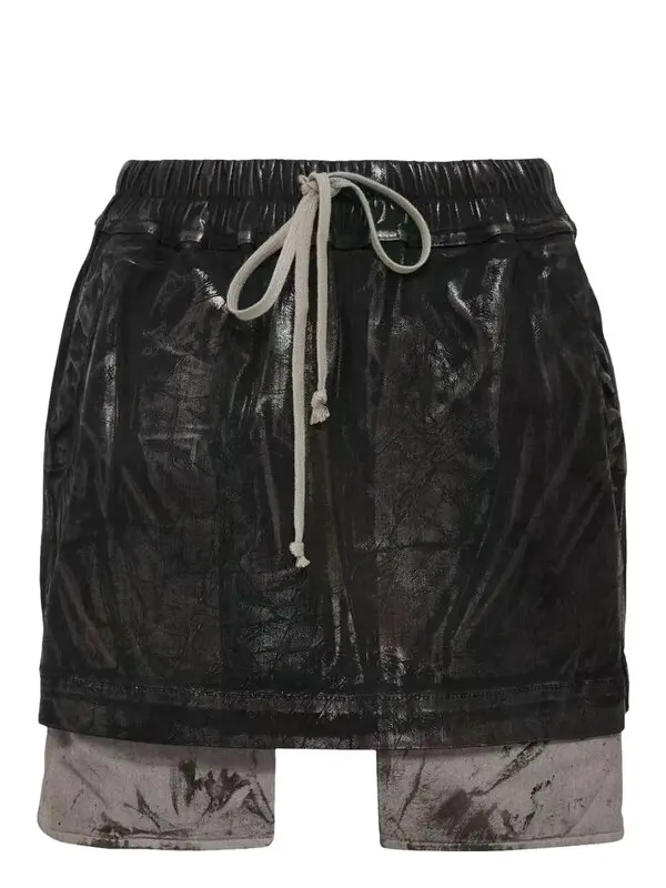 Rick Owens Drawstring Megacrust Denim Skirt - Black