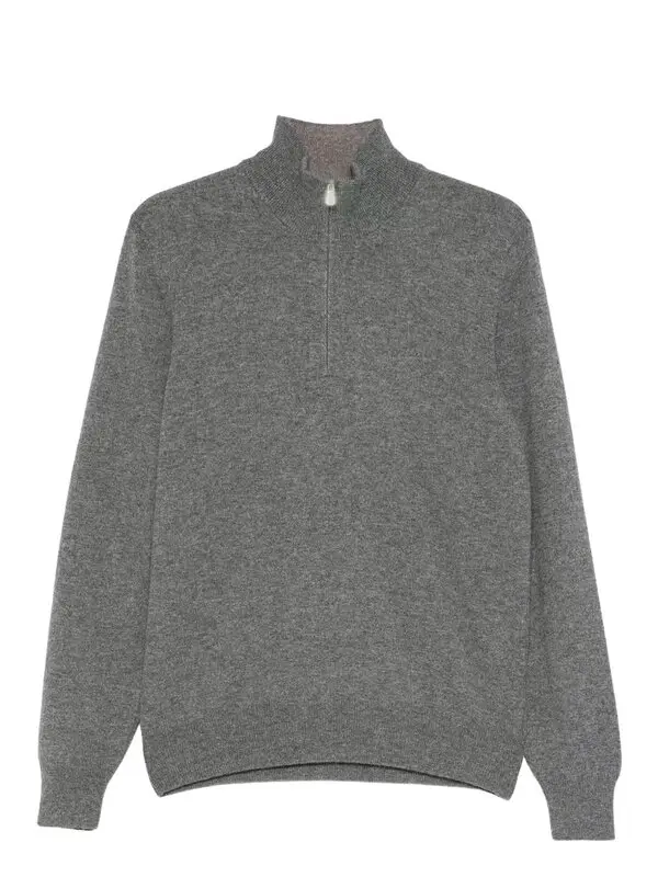 GIUUNO Zip Neck Knitwear - Grey
