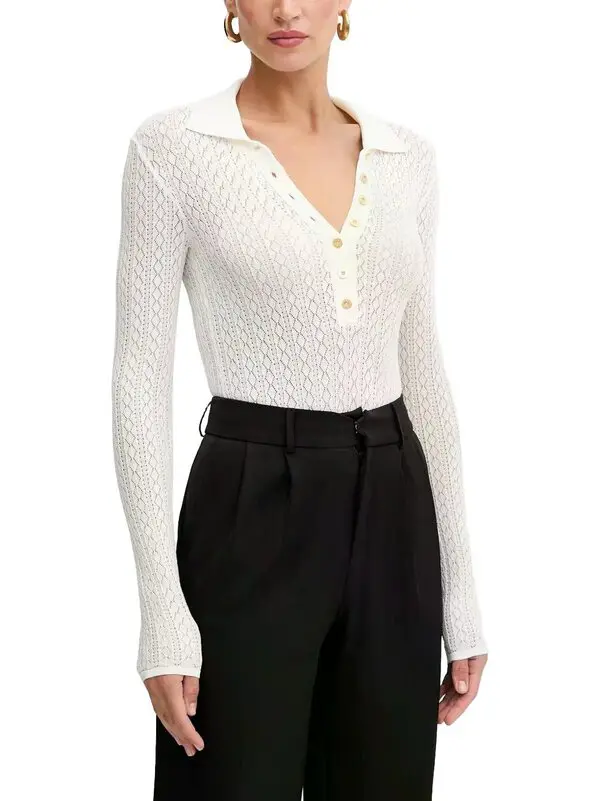 Elisabetta Franchi Pointelle-knit Polo Top - White
