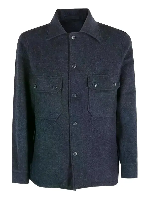 FORTELA Front-pockets Wool Shirt Jacket - Blue