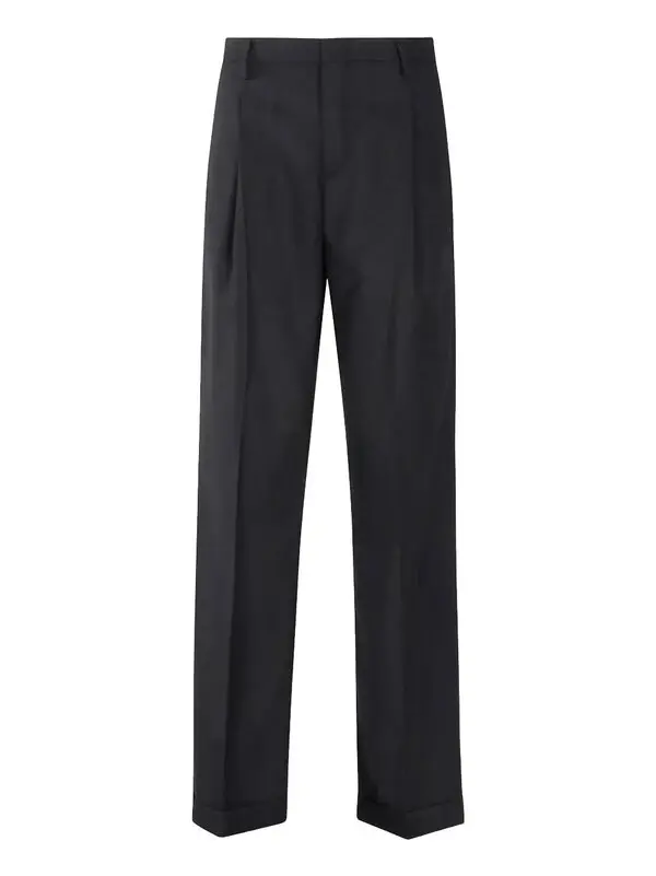 BRIGLIA 1949 Pleated Trousers With Turn-up Hem - Black