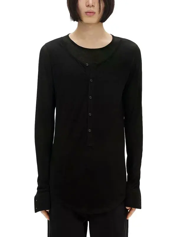 ANN DEMEULEMEESTER Leo Buttoned Cotton Top - Black