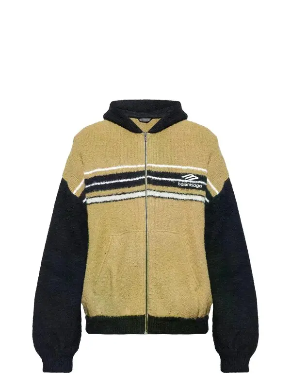 Balenciaga Striped Zip-up Hoodie - Neutrals