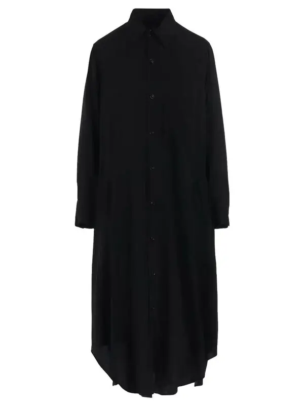 Y’s Buttoned Midi Shirt Dress - Black