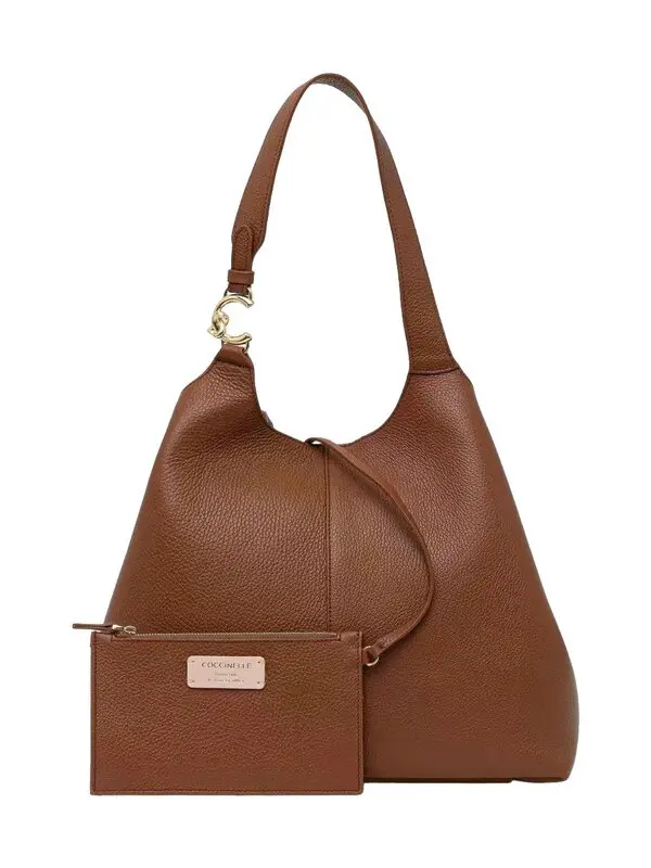 COCCINELLE Large C-easy Leather Shoulder Bag - Brown