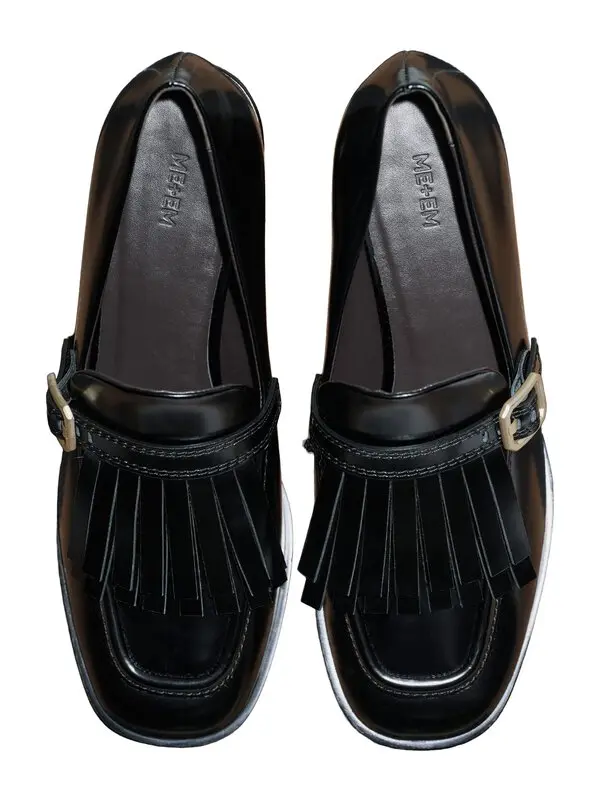 ME+EM Fringe Block Heel Loafer - Black