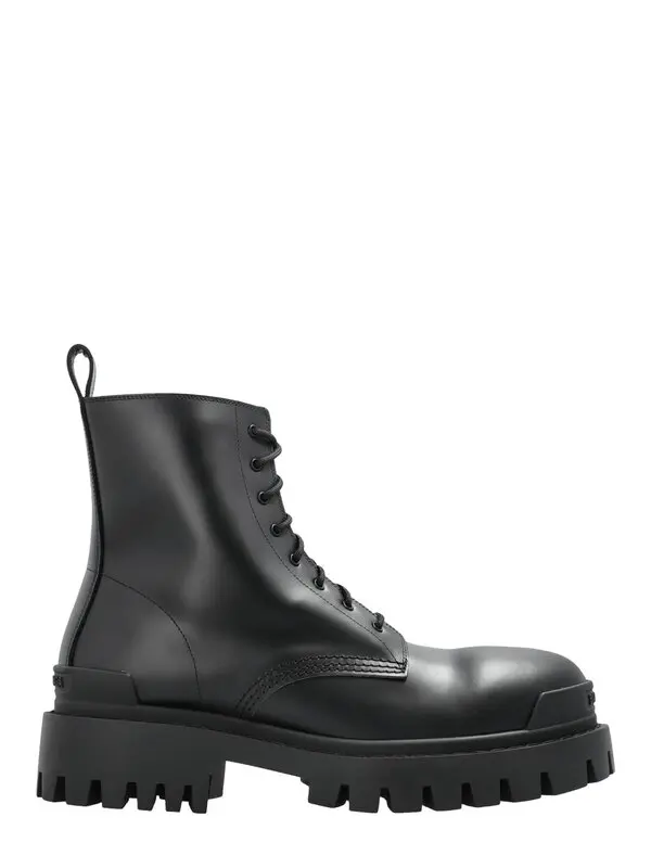 Balenciaga Leather Zip Boots - Black