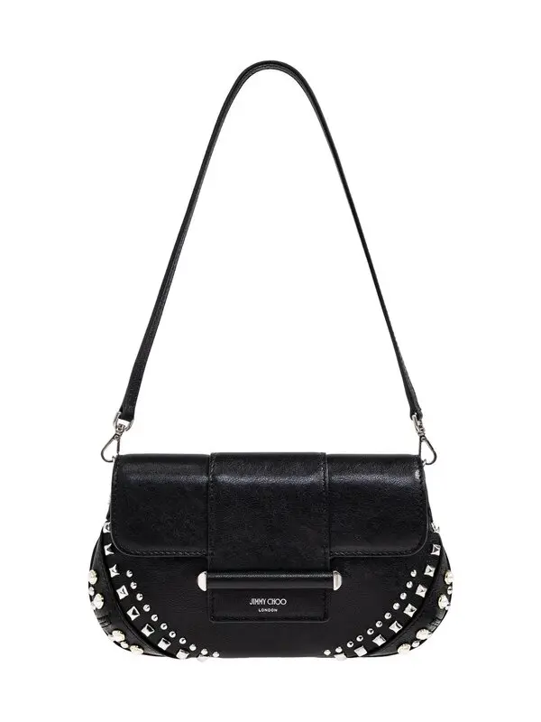 JIMMY CHOO Shoulder Bag With Stud And Pearl Applique - Black