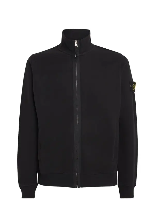 Stone Island Cotton Zip-up Sweatshirt - Black