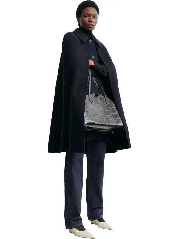 TOTEME Bouclé Cape Coat - Navy