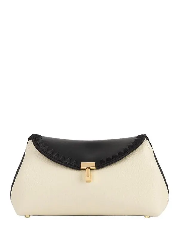 TOTEME Mini T-lock Leather Clutch - Black,milk