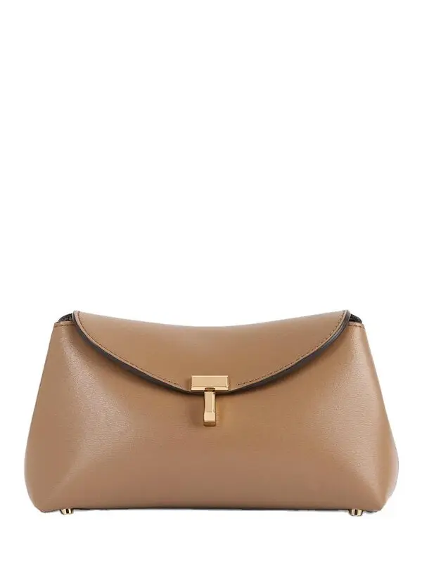 TOTEME Mini T-lock Leather Clutch - Camel