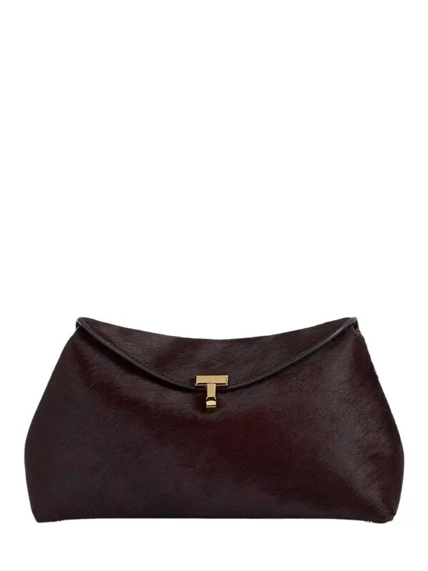 TOTEME T-lock Pony Hair Clutch - Wine