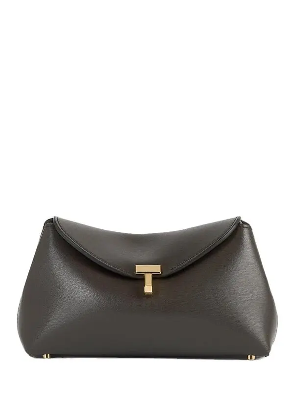 TOTEME Mini T-lock Leather Clutch - Brown