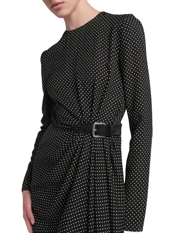 TOM FORD Polka Dot Silk Midi Dress - Black