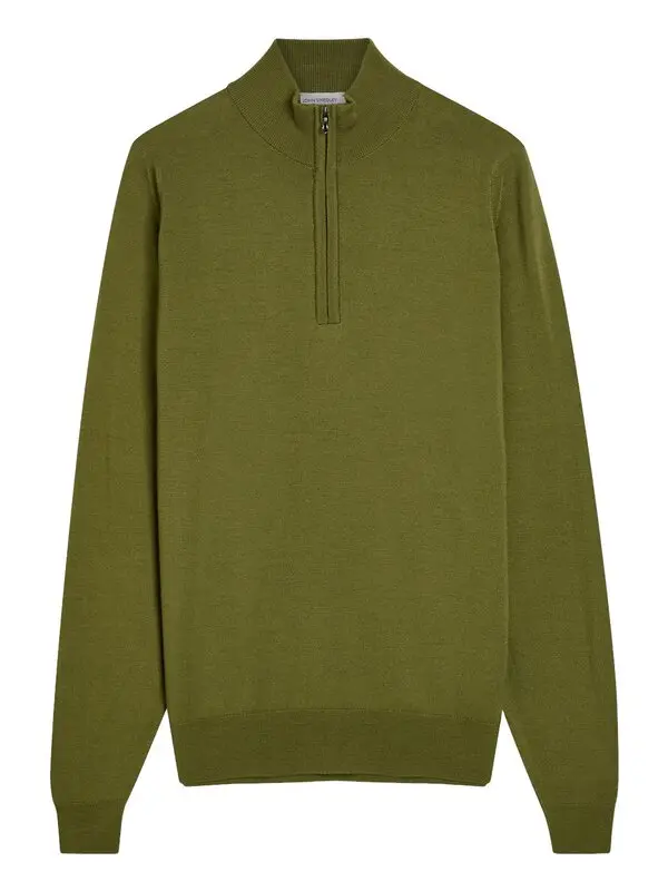 John Smedley Tapton Quarter-zip Merino Wool Jumper - Green