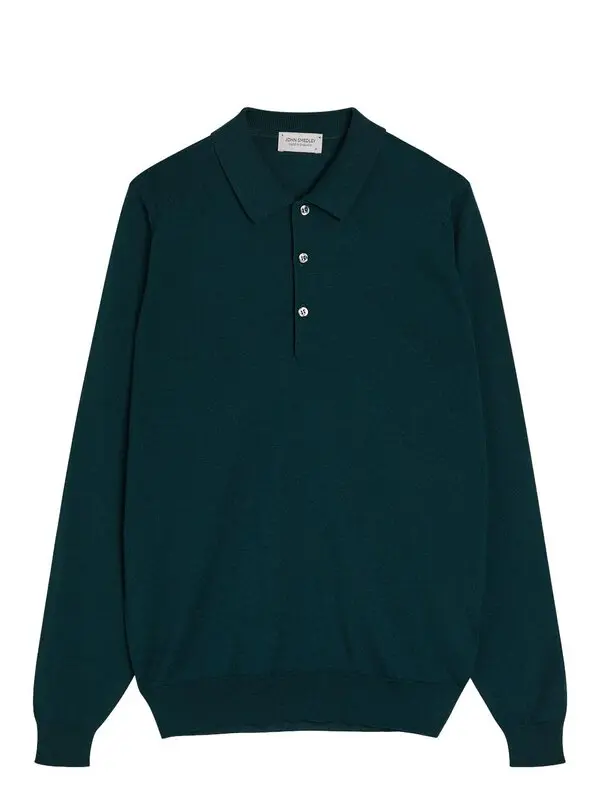 John Smedley Belper Merino Wool Polo Shirt - Dark Green