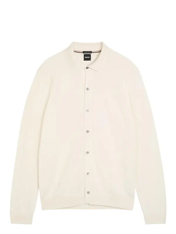 BOSS Helbert Fine-knit Wool Shirt - Ecru