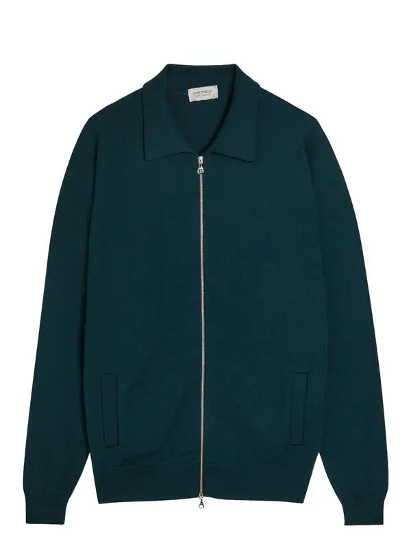 John Smedley Alston Merino Wool Jacket - Dark Green