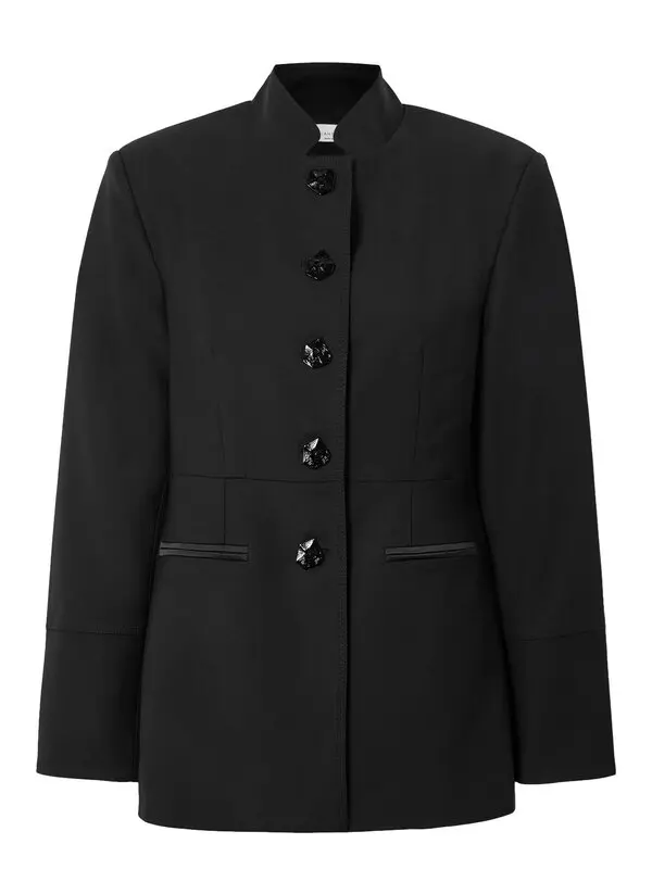 VIOLANTE NESSI Lille Satin-trimmed Wool-blend Blazer - Black