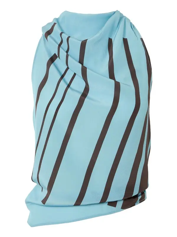 SIR. Rioja Embellished Striped Silk-crepe Halterneck Top - Blue