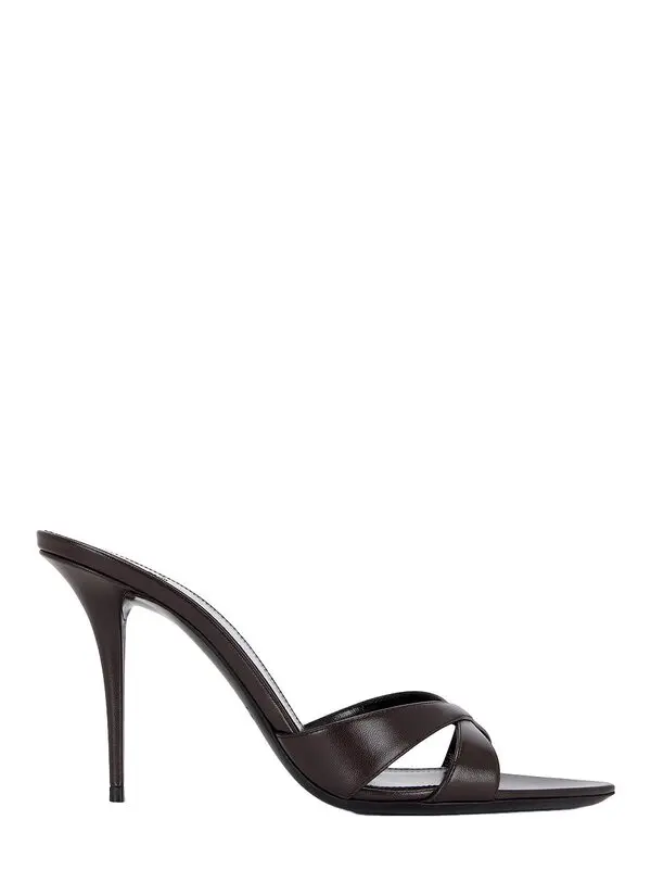 Saint Laurent Kirat Mule Sandal - Dark Wine