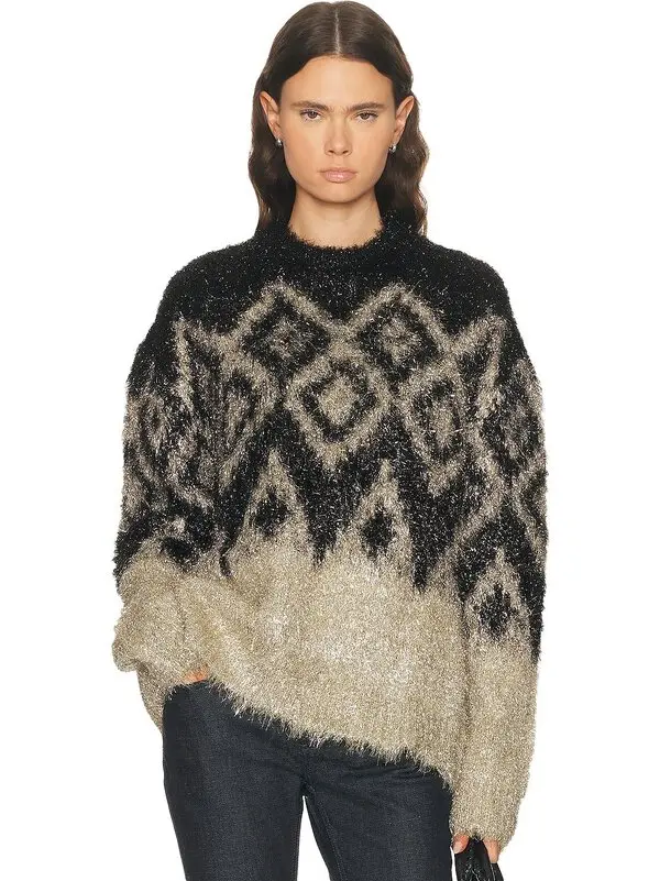 Acne Studios Kinai Tinsel Knit Sweater - Black & Gold