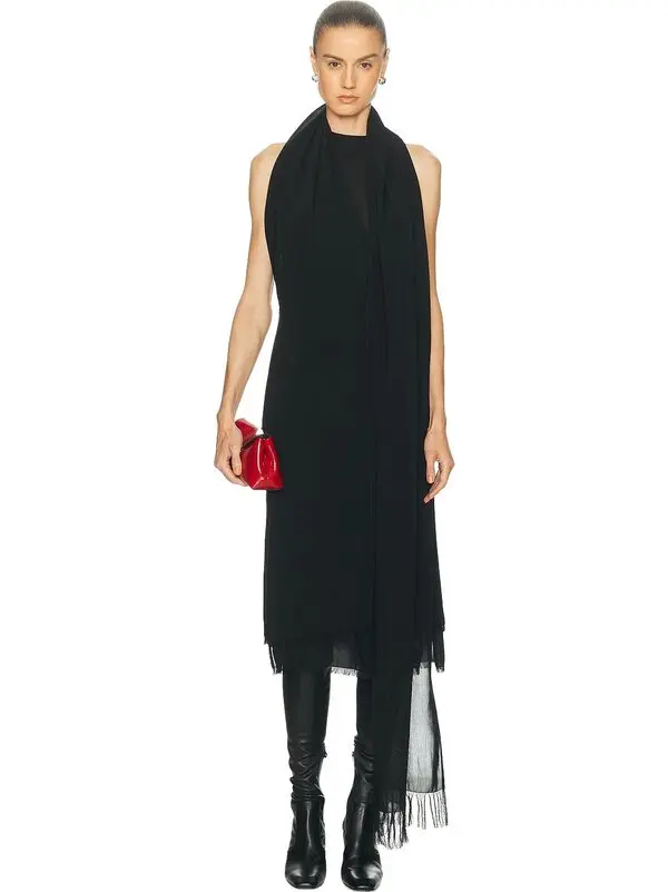 TOTEME Fringed Scarf Dress - Black