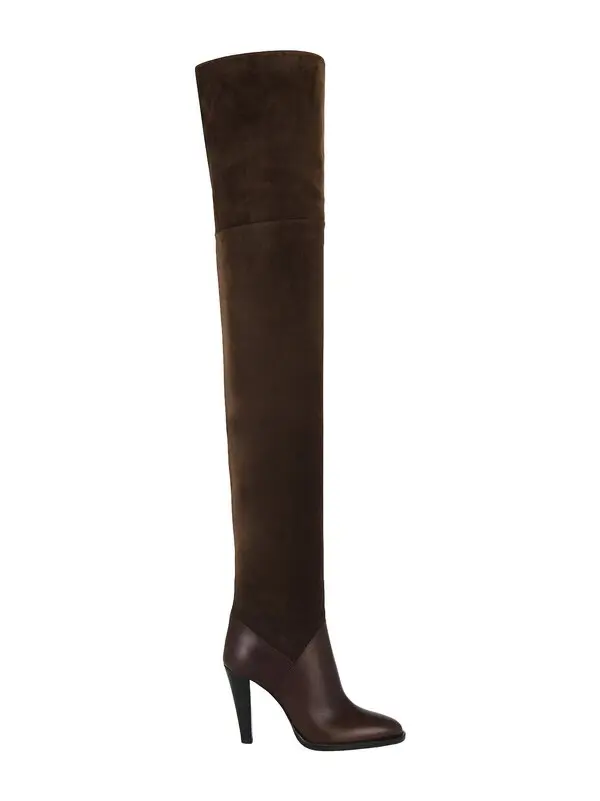 Saint Laurent Chaka Over-the-knee Boot - Bear Brown & Ultra Dark Brown