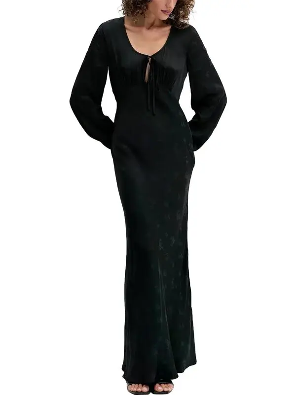 TWINSET Tie-neck Maxi Dress - Black