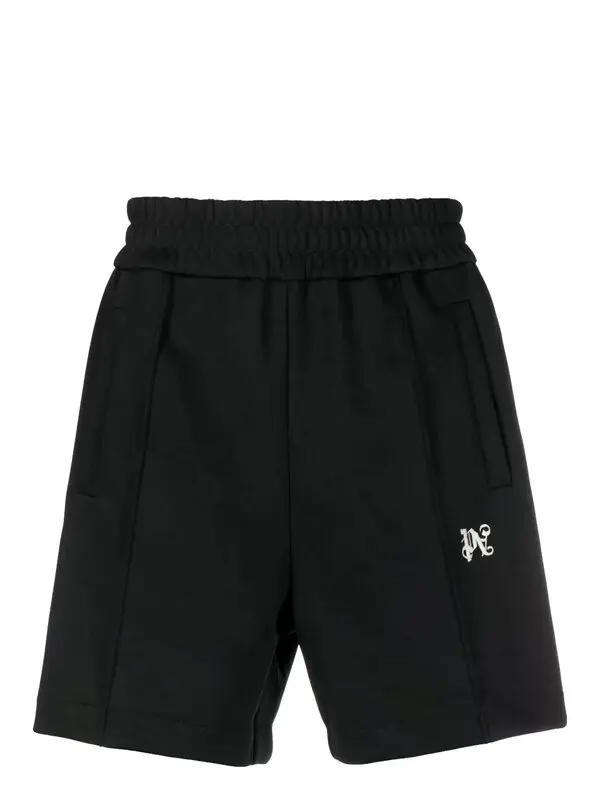 Palm Angels Monogram-embroidered Track Shorts - Black