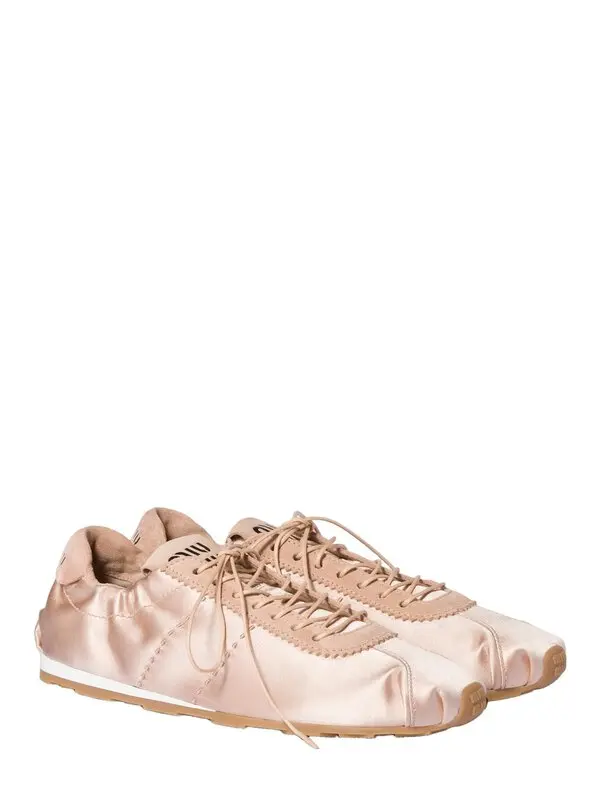 Miu Miu Plume Satin Sneakers - Powder Pink