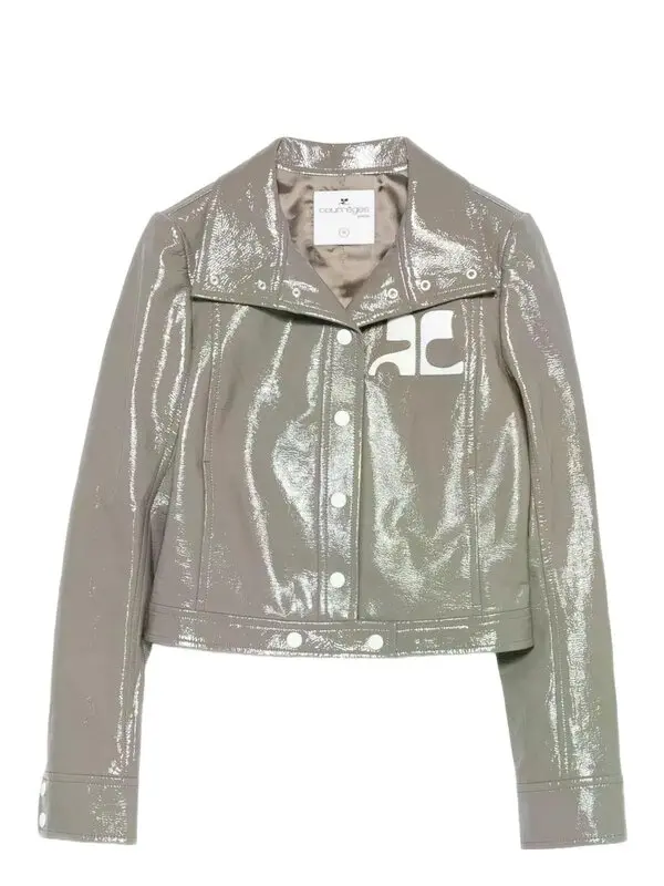 COURREGES Vinyl Cropped Jacket - Brown